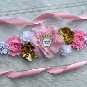 Princess Baby Shower Sash Princess Maternity Sash pink Gold - Etsy