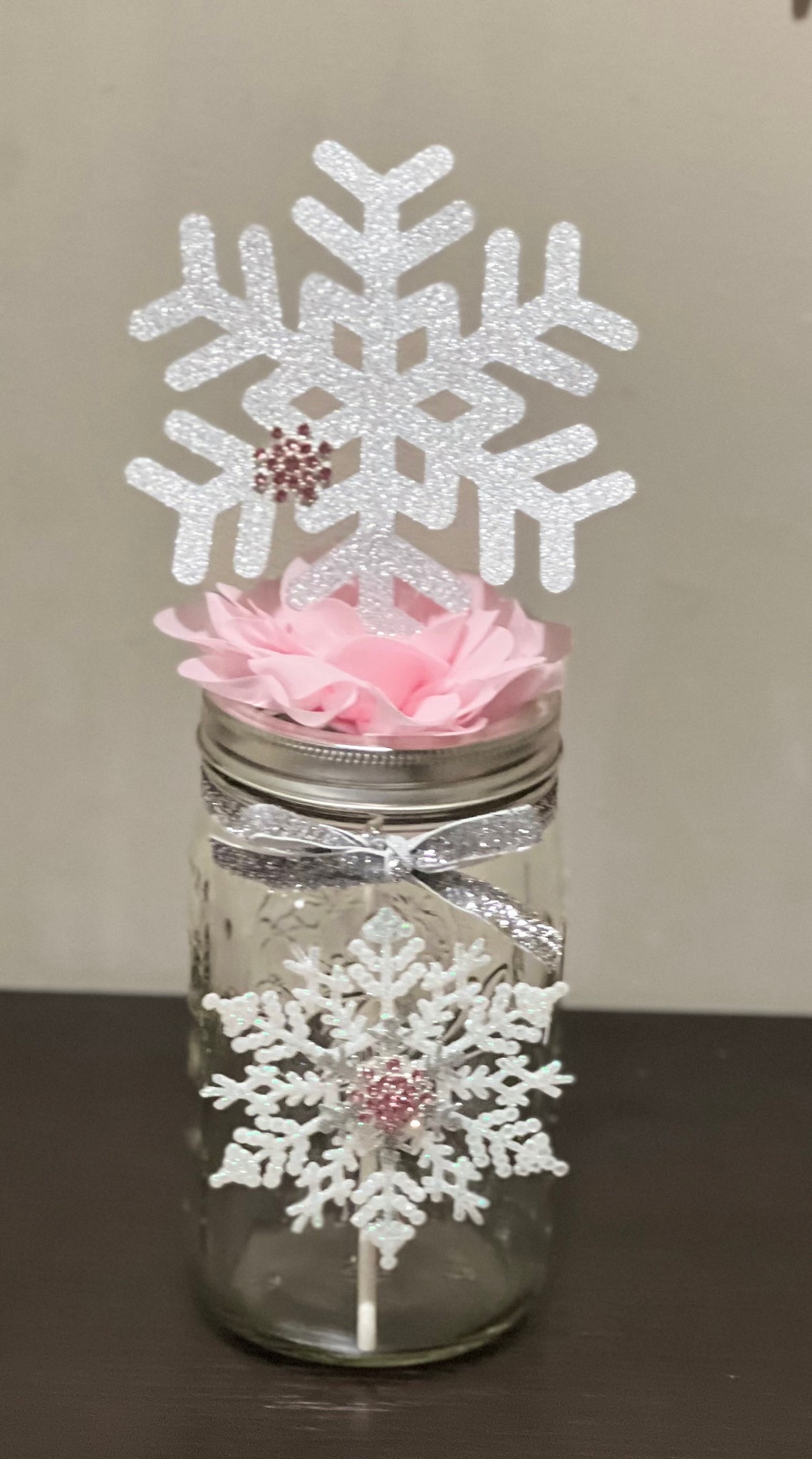 Snowflake Baby Shower Centerpiece Snowflake Mason Jar Baby Shower ...