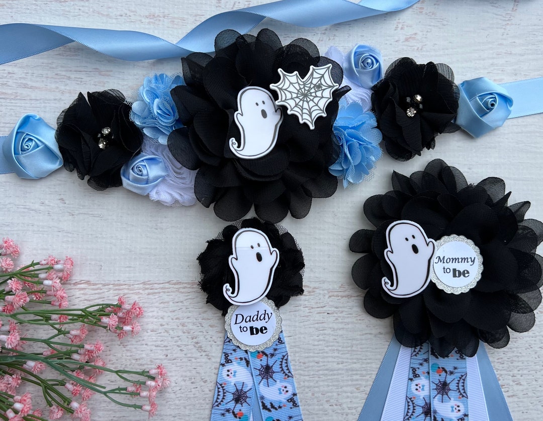 Ghost Baby Shower Sash , Ghost Baby Shower Boy , Blue Ghost Maternity ...