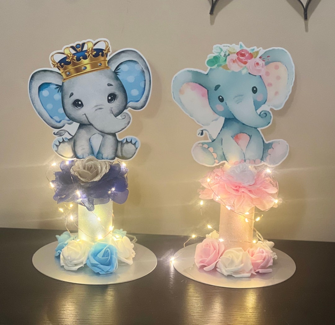 Elephant Baby Shower Centerpiece With LED Light Elephant Centerpieces ...