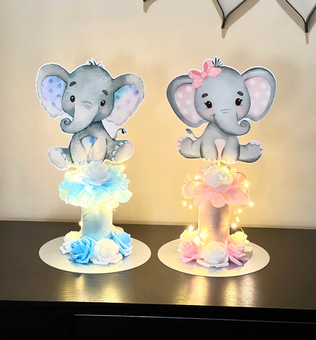 Elephant Baby Shower Centerpiece With LED Light Elephant Centerpieces ...