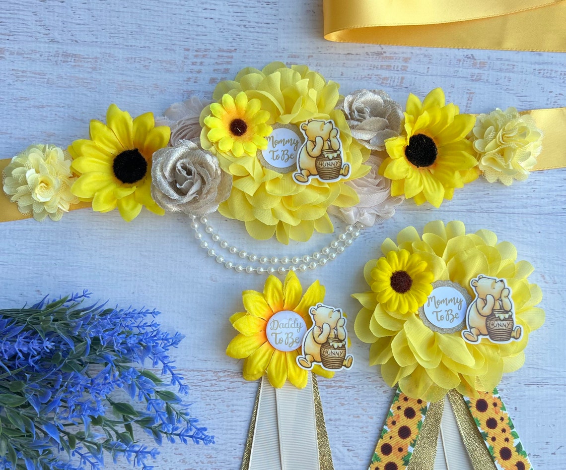 Classic Winnie the Pooh Sunflower Baby Shower Sash winnie the - Etsy