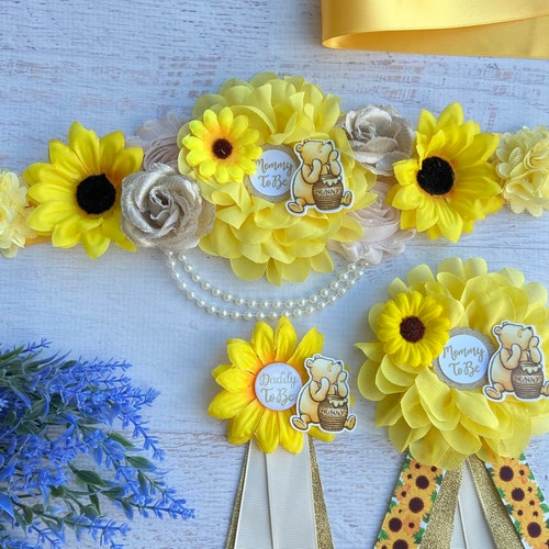 Classic Winnie the Pooh Sunflower Baby Shower Sash winnie the - Etsy