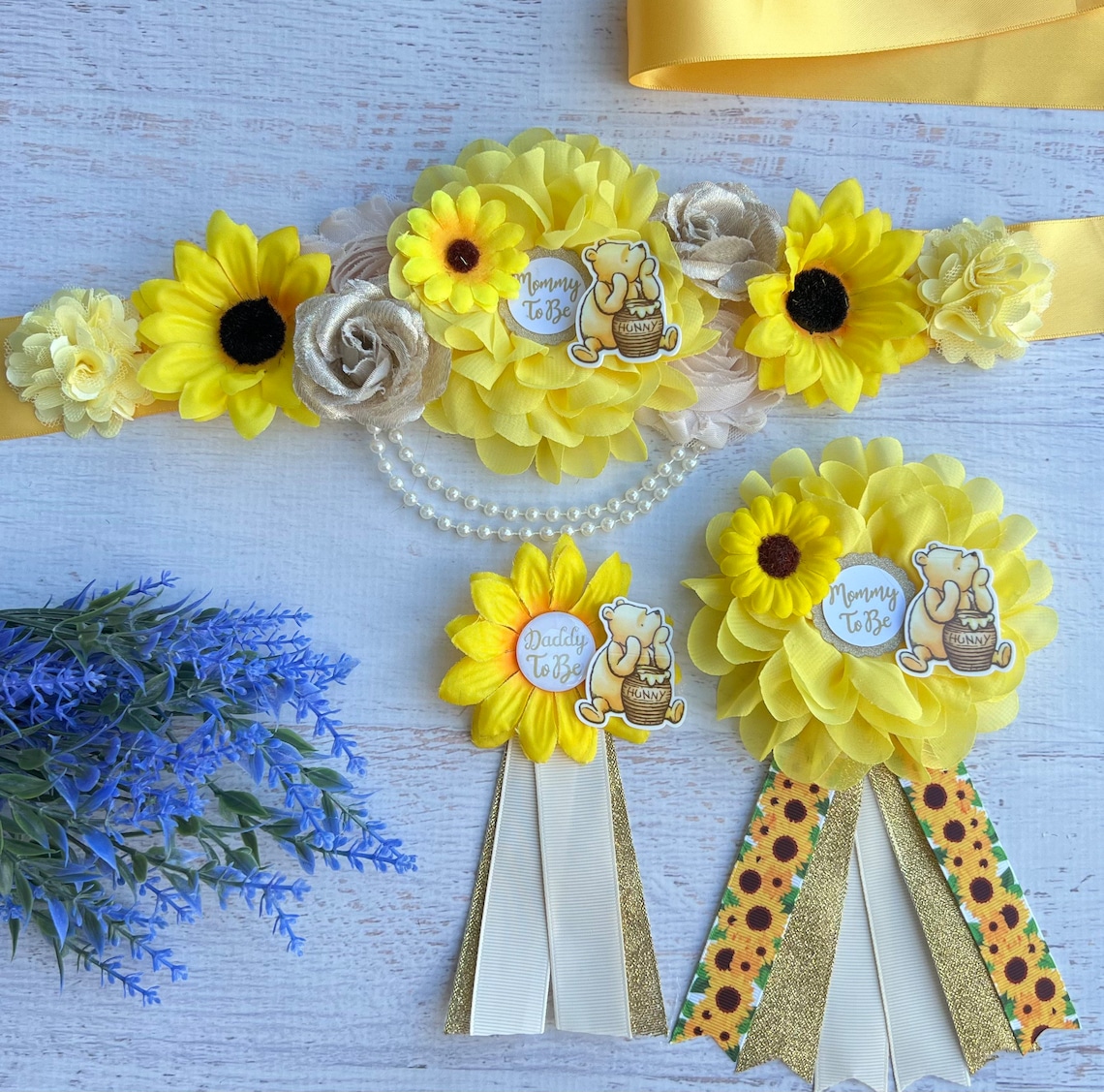 Classic Winnie the Pooh Sunflower Baby Shower Sash winnie the - Etsy
