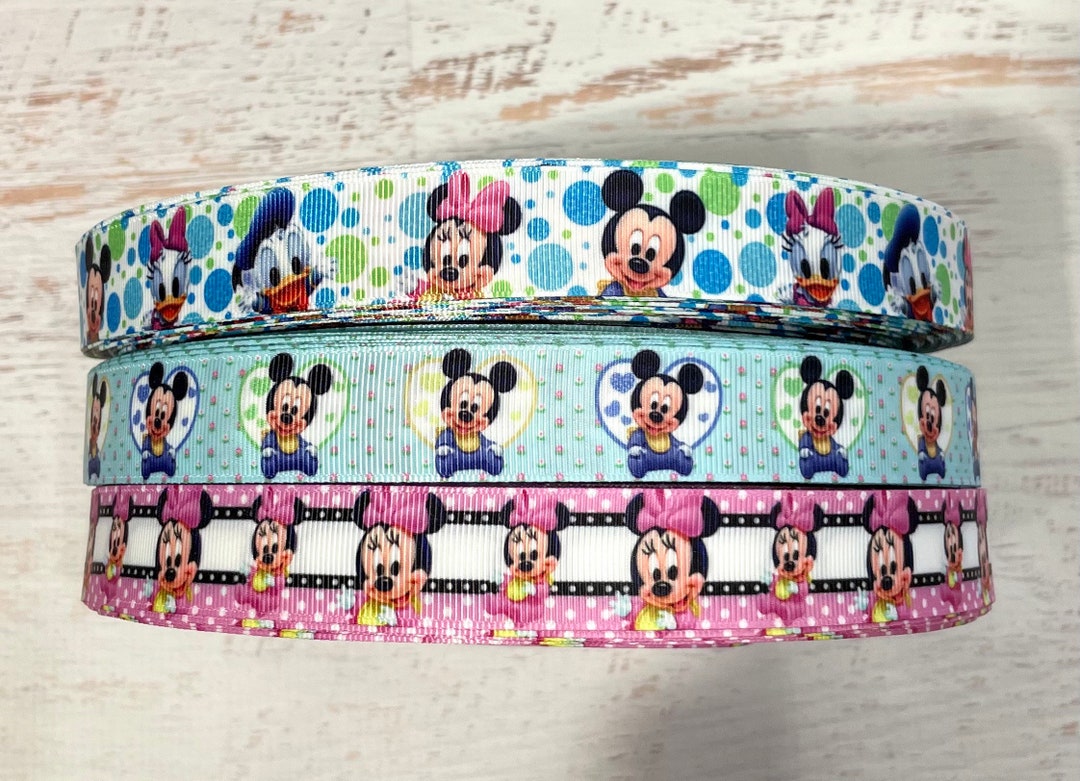 7/8” Baby Mickey and Minnie Mouse Grosgrain Ribbon, 3 Yards Mickey and ...