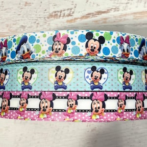 7/8” Baby Mickey and Minnie Mouse Grosgrain Ribbon, 3 Yards Mickey and ...