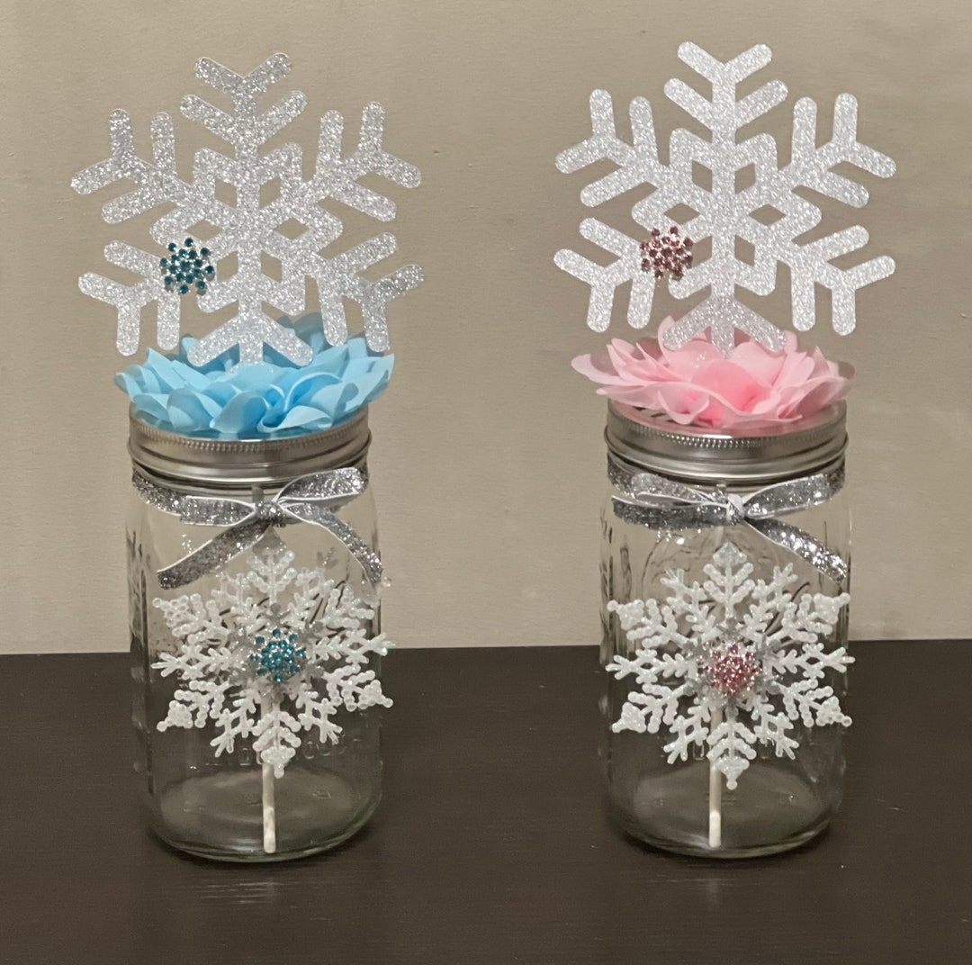 Snowflake Baby Shower Centerpiece Snowflake Mason Jar Baby Shower ...
