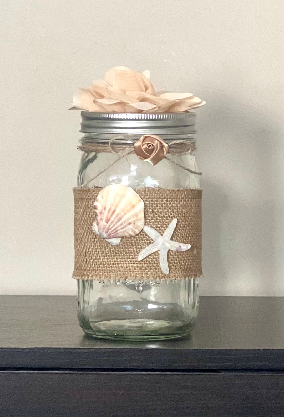 Decorative Beach Jar Decorative Sea Shell Jar Coastal Home Decor Beach ...