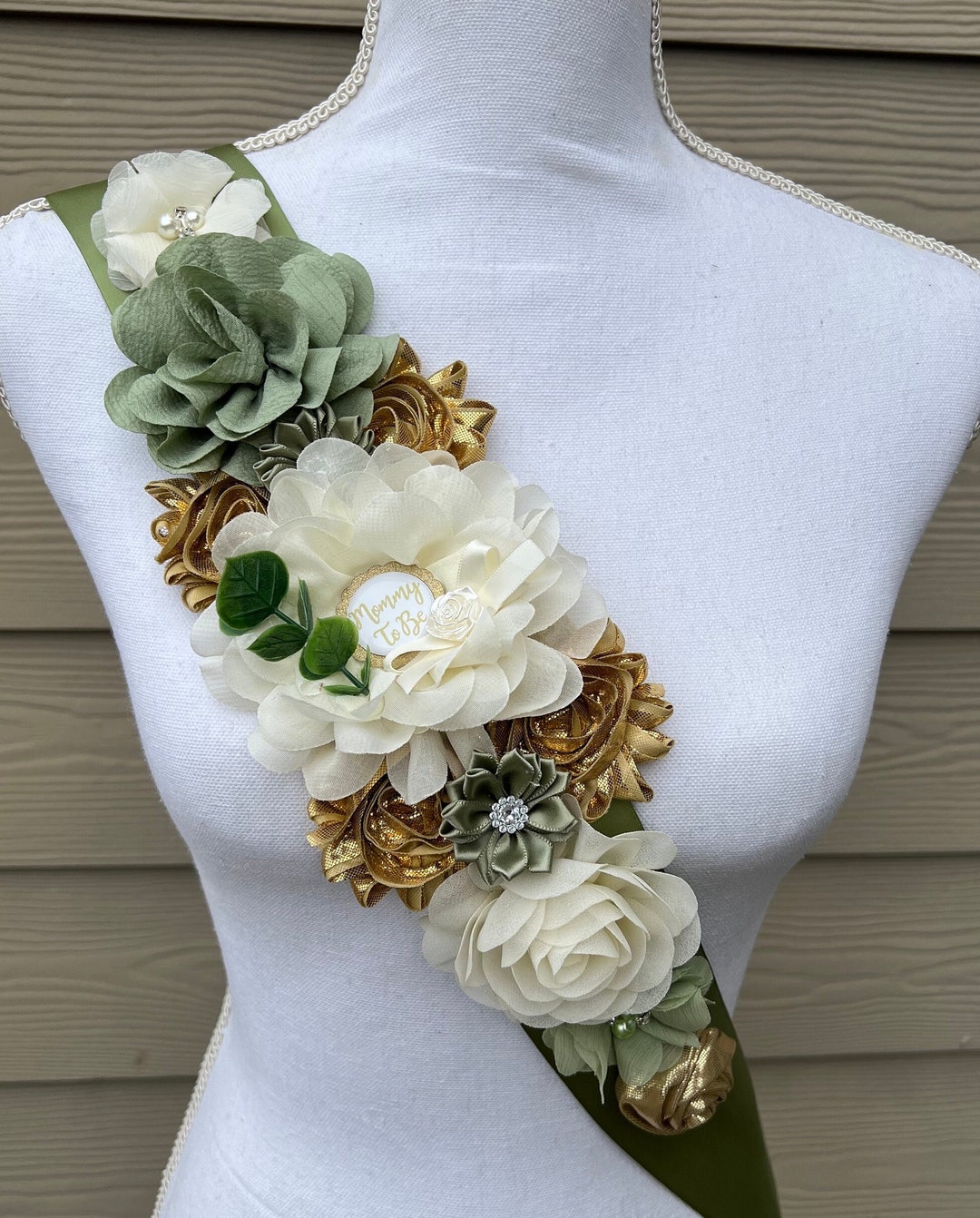 Greenery Baby Shower Shoulder Sash Boho Greenery Maternity Sash ...