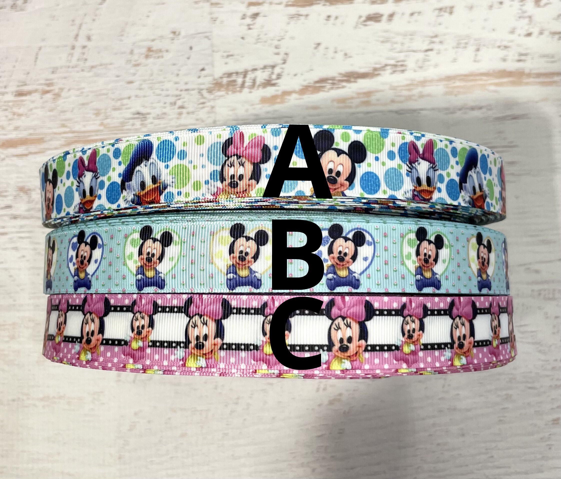 7/8 Baby Mickey and Minnie Mouse Grosgrain Ribbon 3 Yards - Etsy