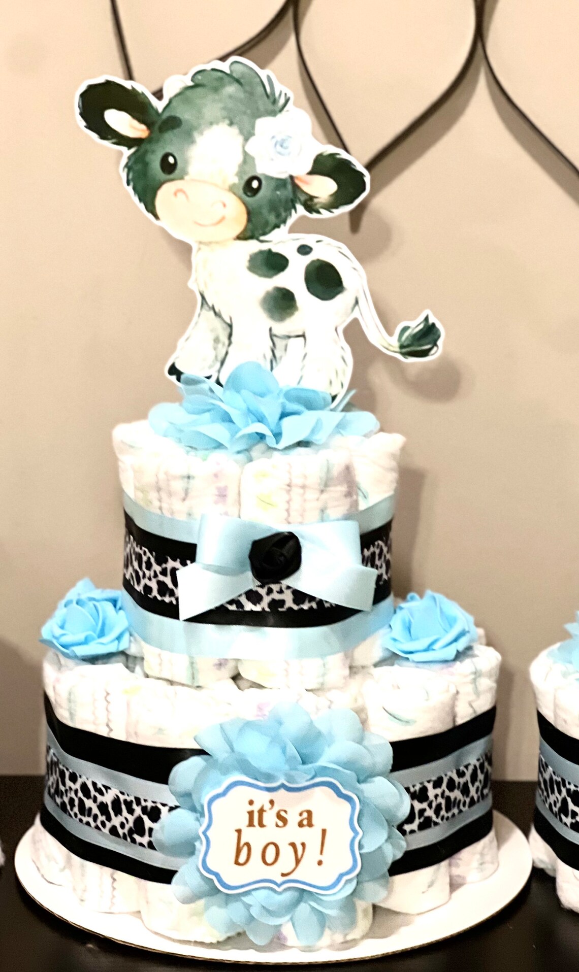 Highland Cow Baby Shower Diaper Cakes Boy,cow Baby Shower Boy ,set of 3 ...