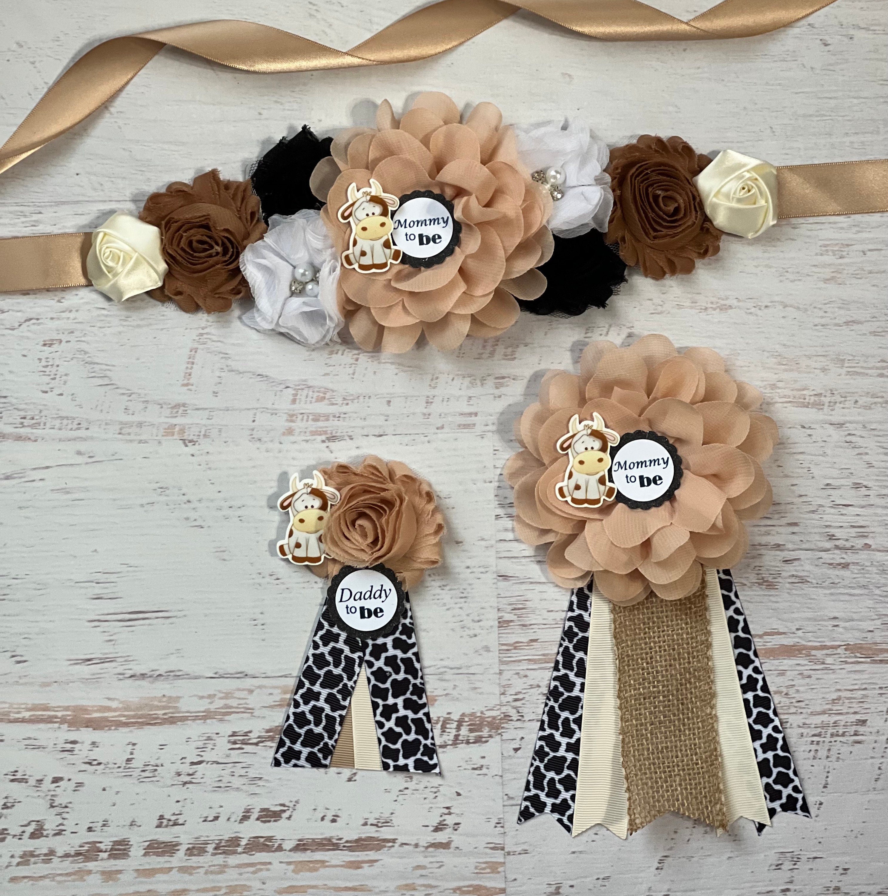 Cow Baby Shower Sash Boy ,cow Maternity Sash ,cow Pregnancy Sash, Cow ...