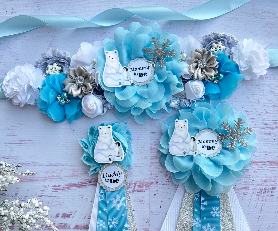 Polar Bear Winter Wonderland Baby Shower Sash North Pole Animals Baby ...