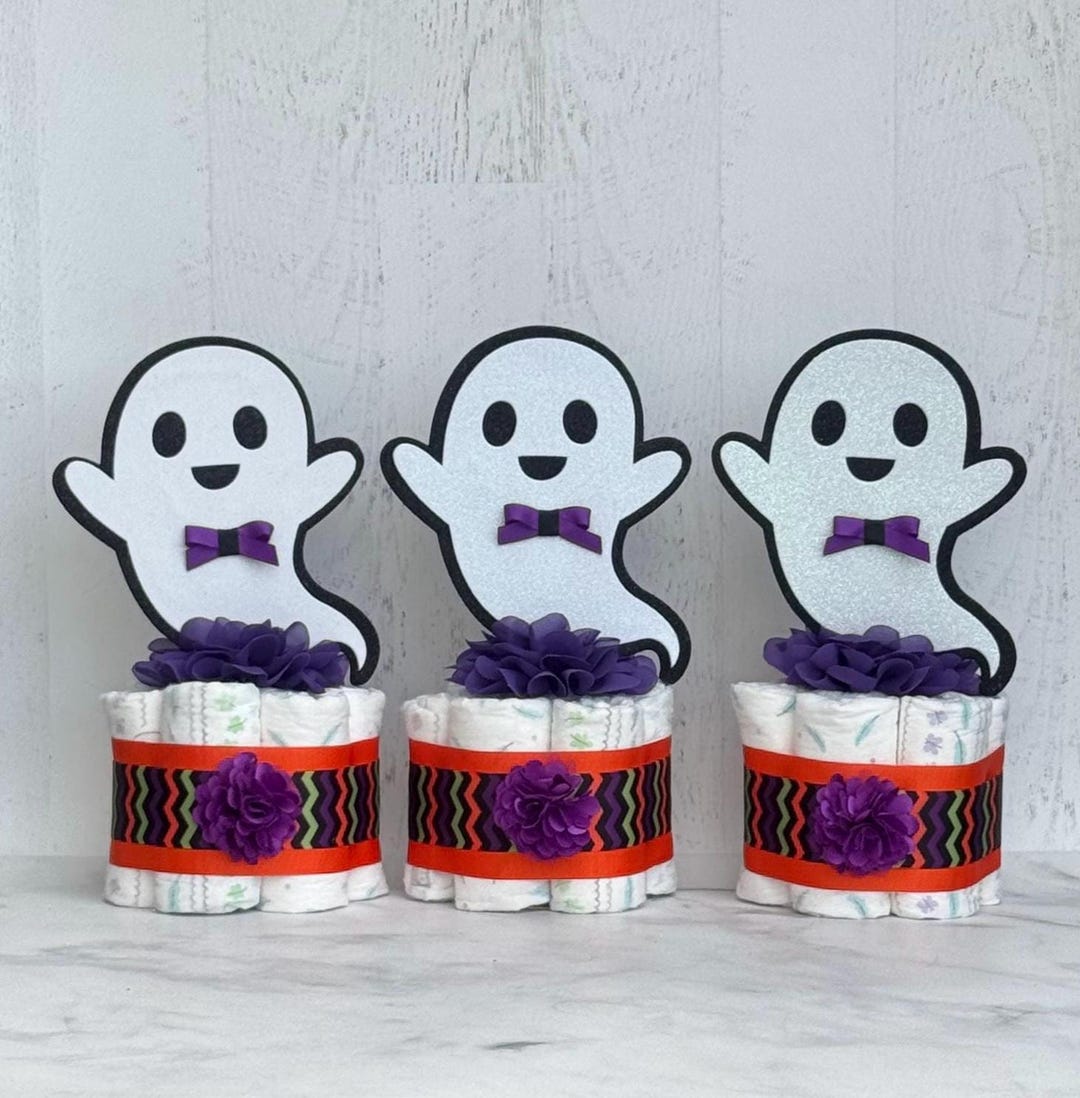 Ghost Baby Shower Diaper Cake Set – Halloween Mini Diaper Cakes ...