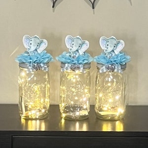Elephant Baby Shower Centerpieces Mason Jar Baby Shower Decoration With ...