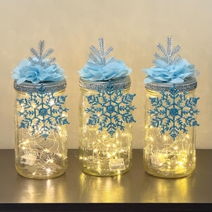 Snowflake Jar With Lights - Etsy