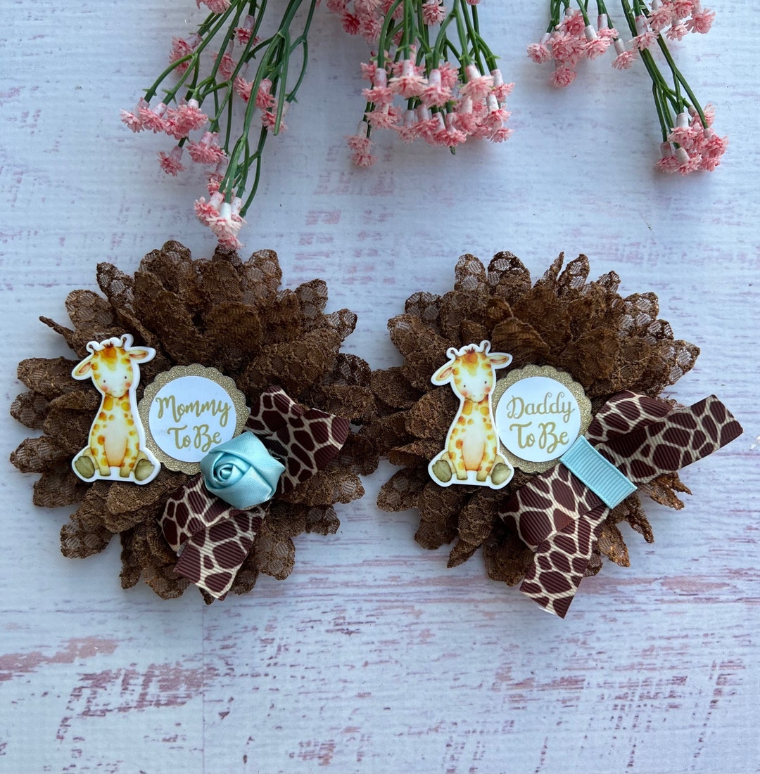 Giraffe Baby Shower Pin ,mommy Daddy Baby Shower Pins ,giraffe Family ...
