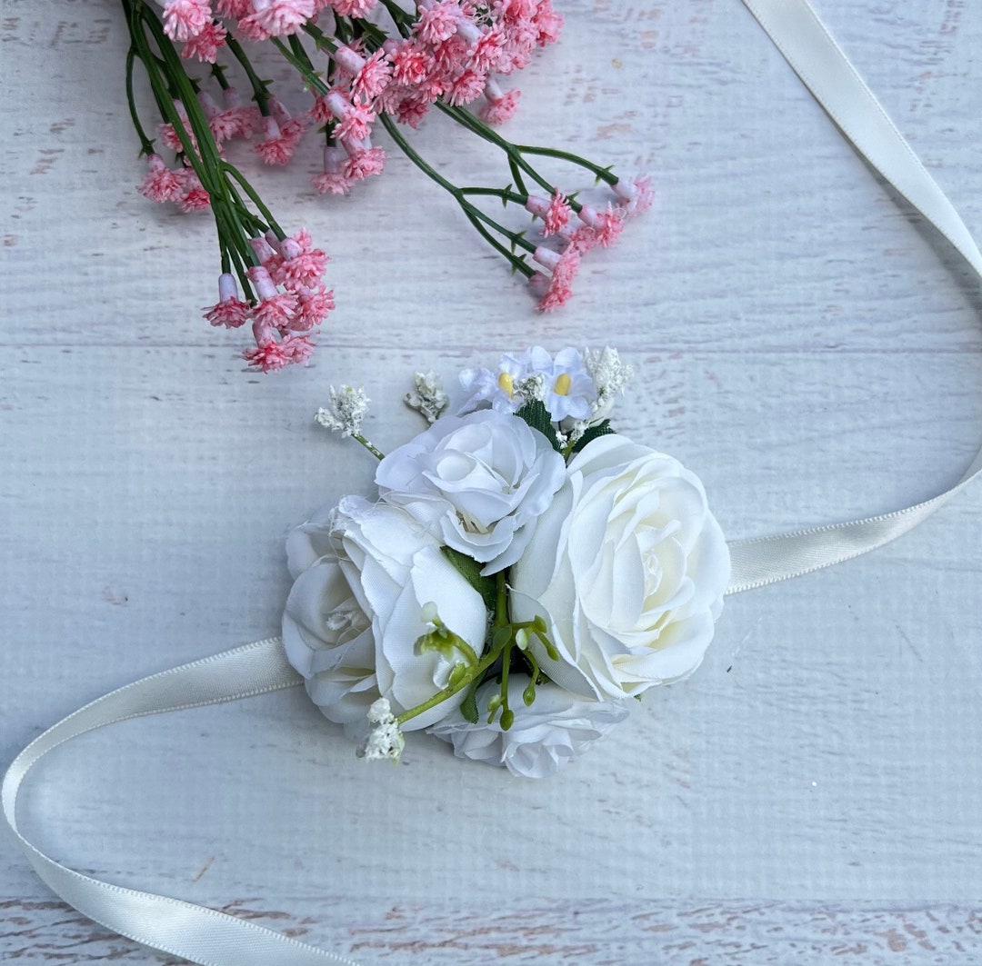Wrist Corsage Cream Flower Corsage Wedding Corsage Mommy to Be - Etsy