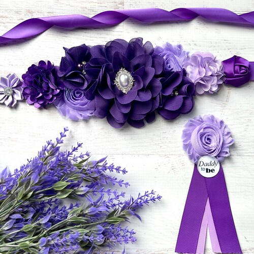 Purple and Gold Lavender Baby Shower Mommy to Be Maternity - Etsy