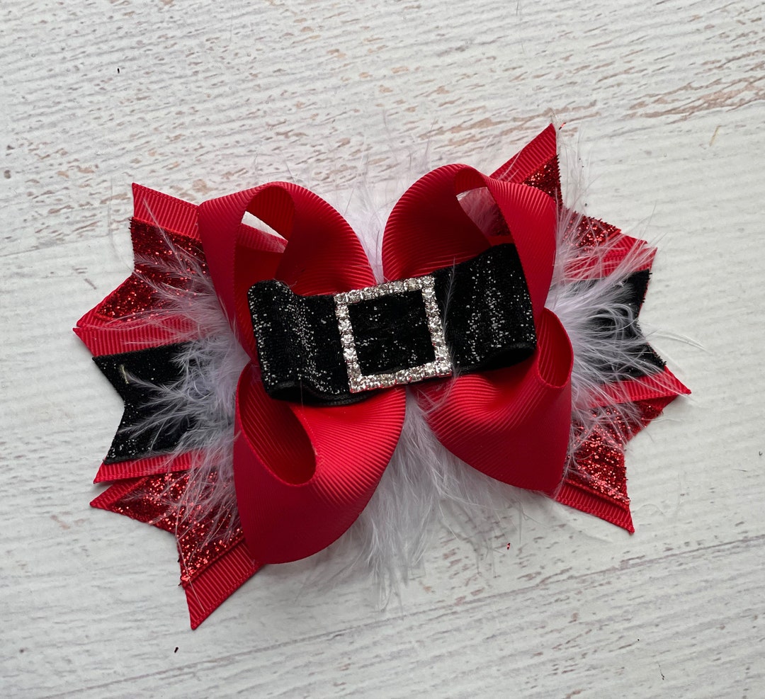 Santa Hair Bow Christmas Hair Bow Santa Hairbow Christmas Santa Hair ...