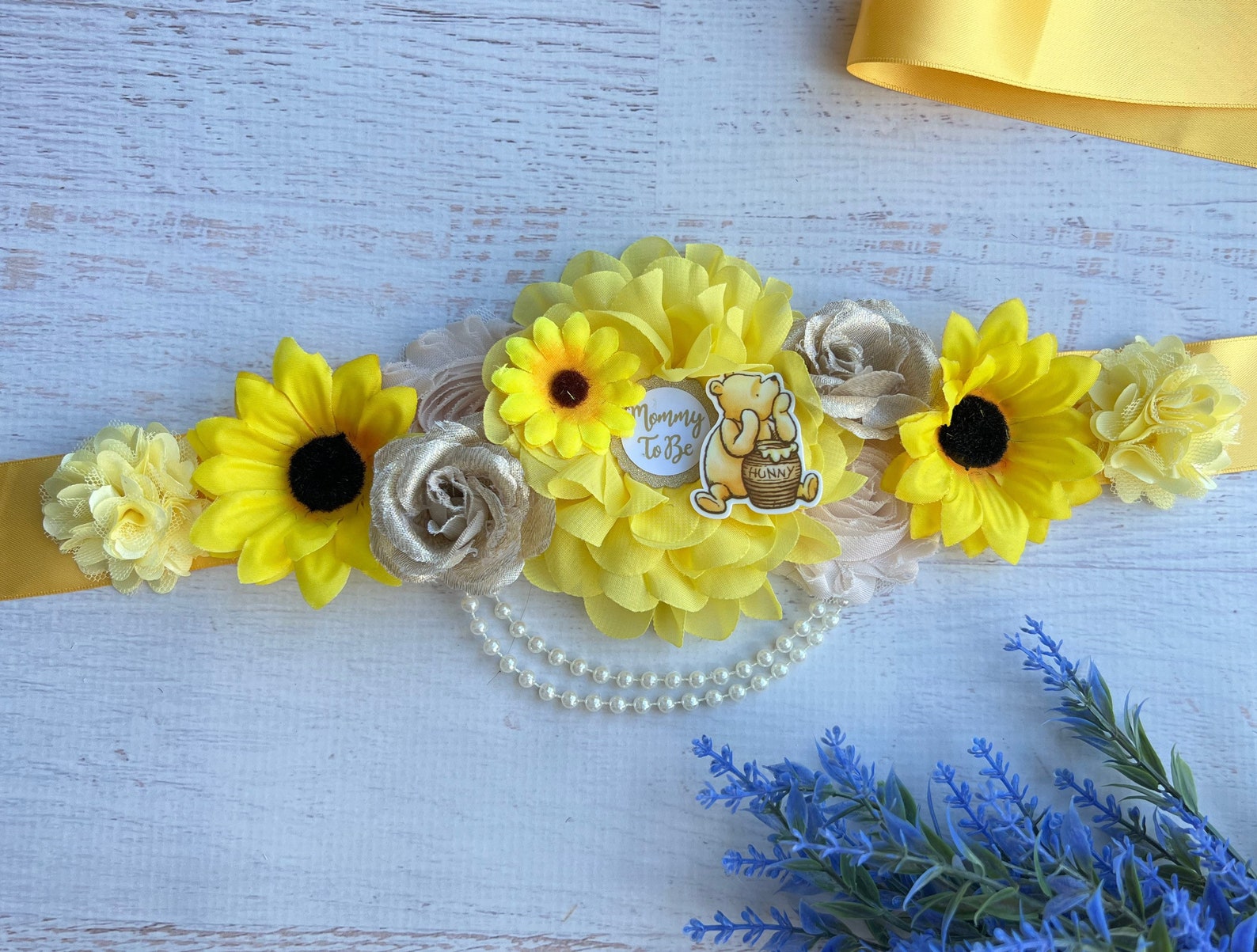 Classic Winnie the Pooh Sunflower Baby Shower Sash winnie the - Etsy