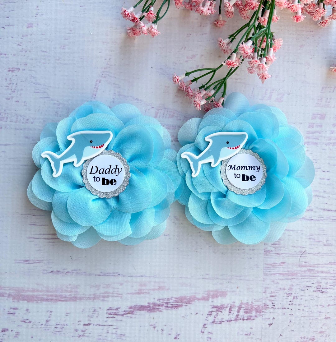 Shark Baby Shower Corsage ,shark Baby Shower Pins, Family Baby Shower ...
