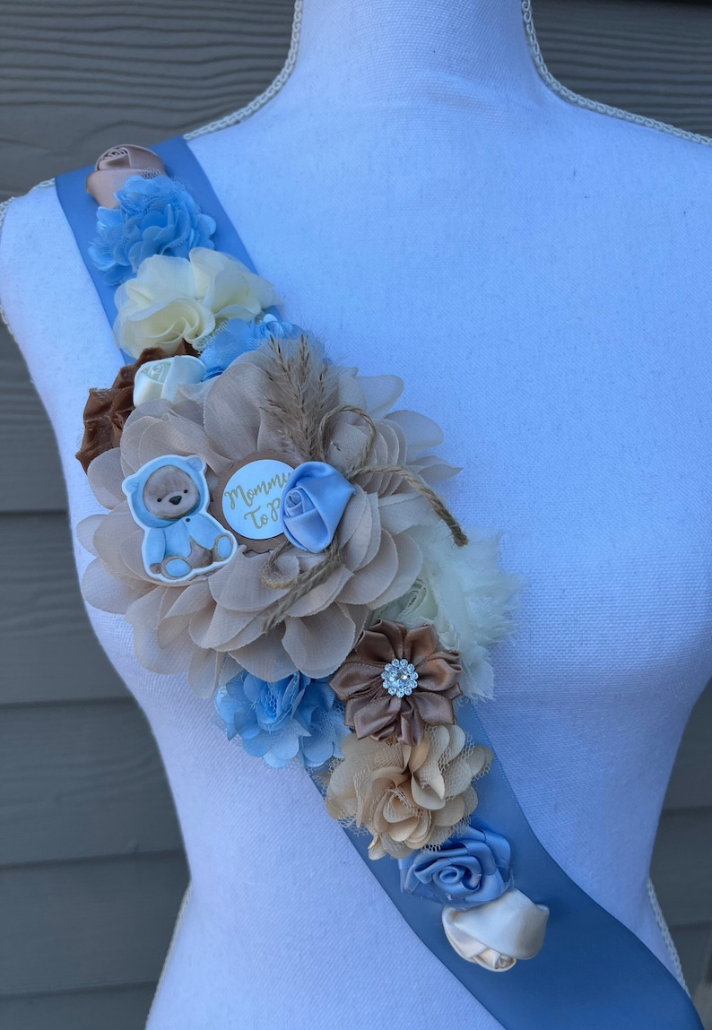 Boho Teddy Bear Baby Shower Sash Teddy Bear Maternity Sash - Etsy