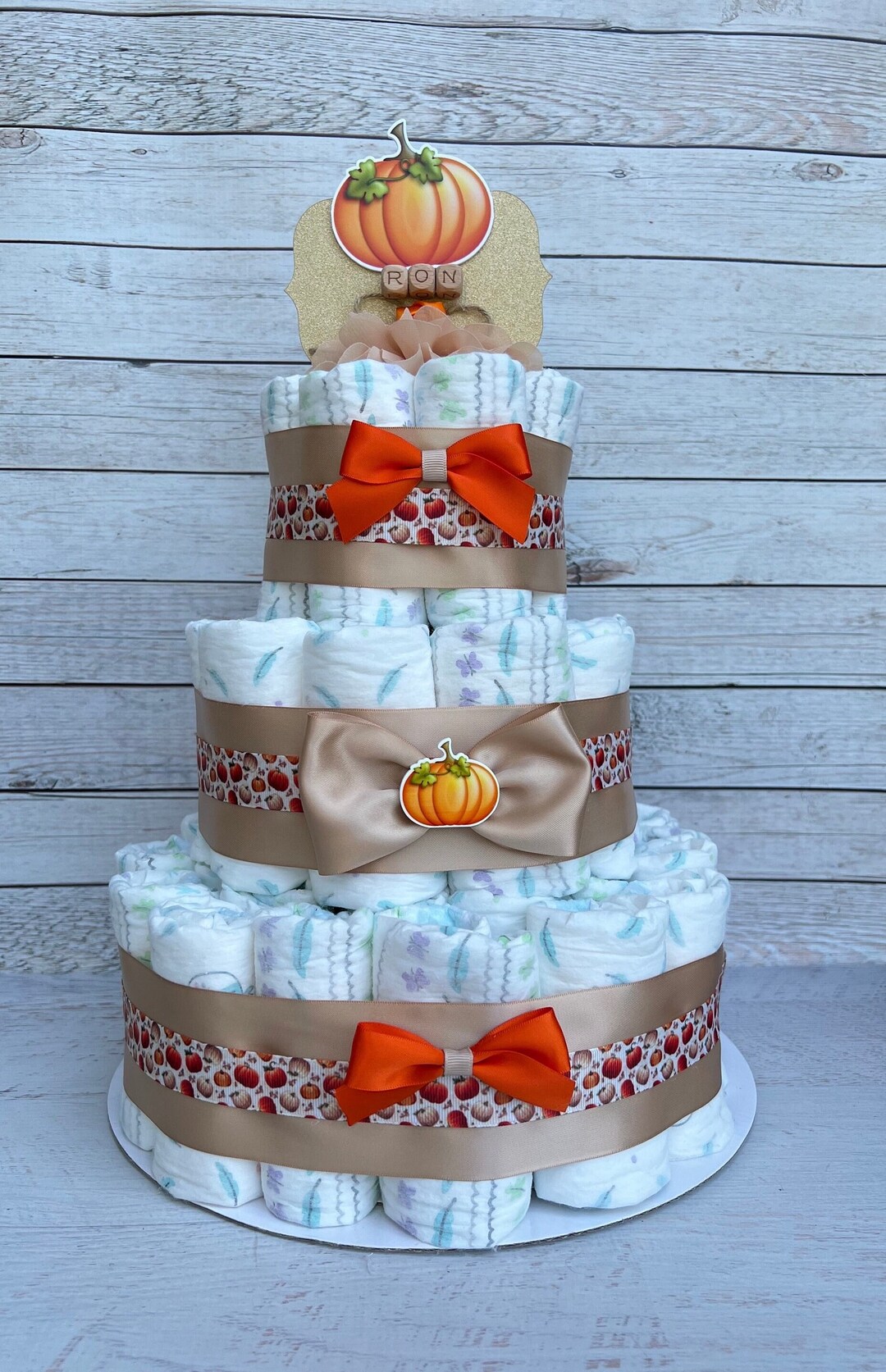 Pumpkin Diaper Cake Baby Shower ,diaper Cake Boy , Baby Shower Gift ...
