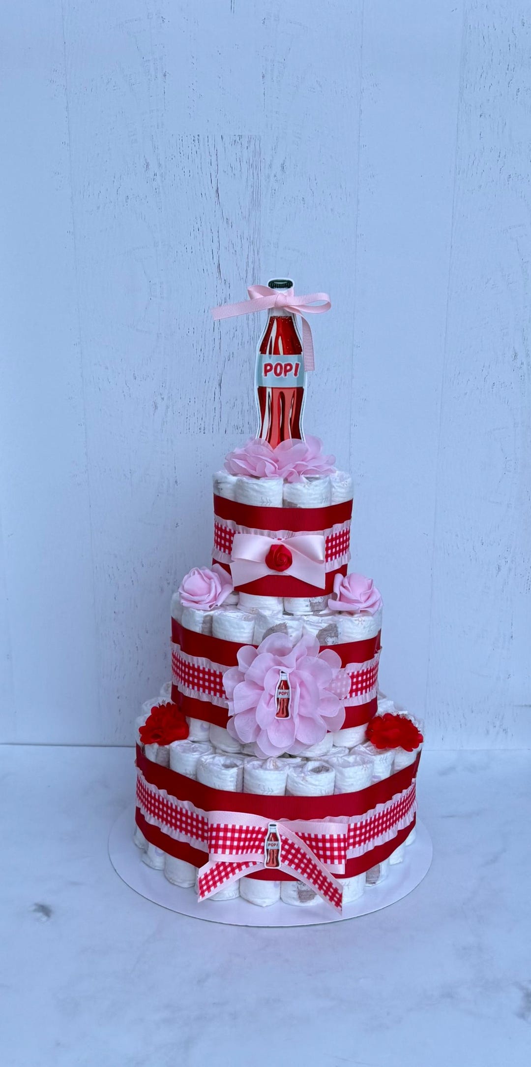 Ready to Pop Diaper Cake Baby Shower Girl , Gender Neutral Soda Pop ...