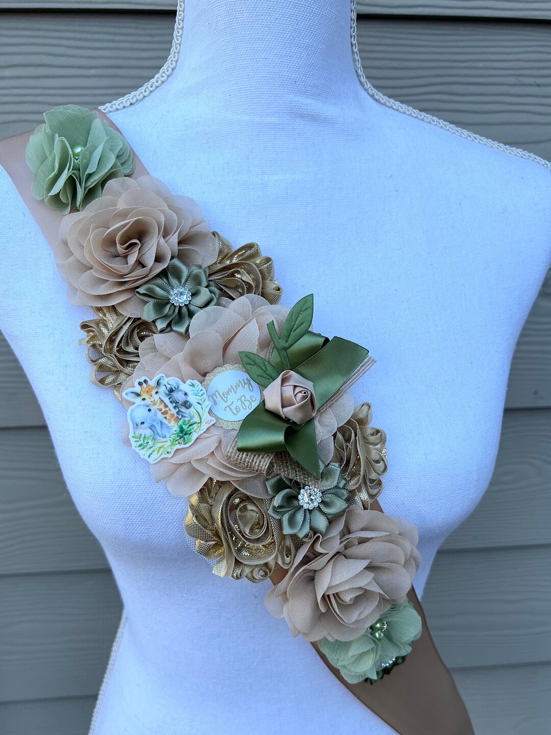 Safari Shoulder Sash Baby Shower Sash Safari Maternity Sash Pregnancy ...