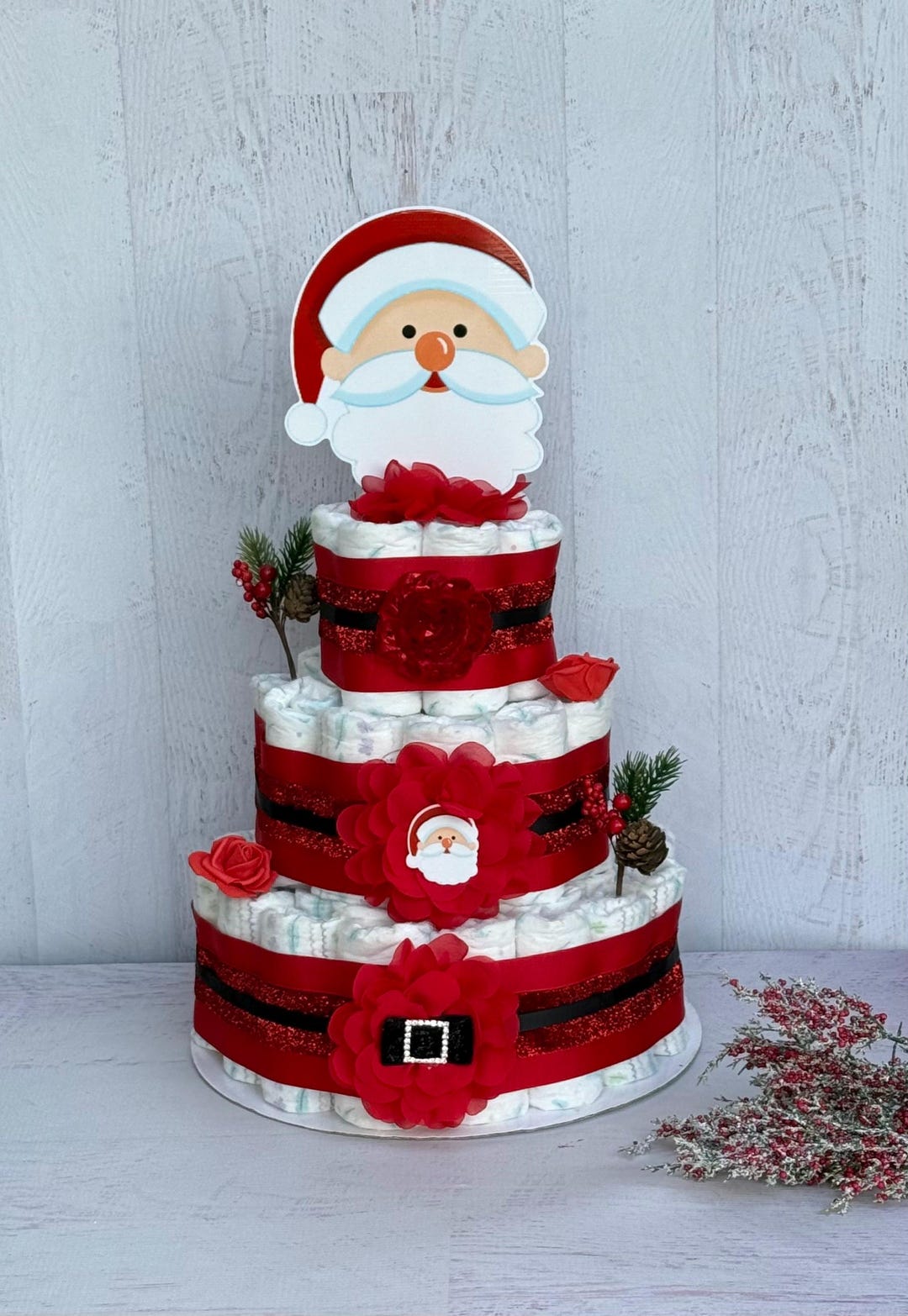 Santa Diaper Cake Baby Shower, Santa Baby Shower Centerpieces ,baby ...