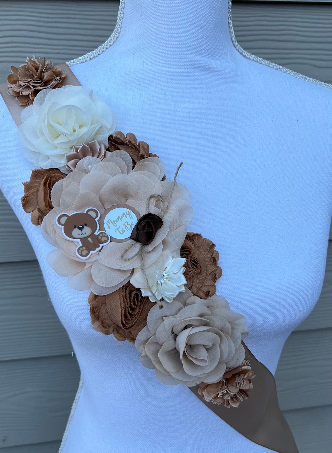 Teddy Bear Baby Shower Shoulder Sash Teddy Bear Maternity Sash ...
