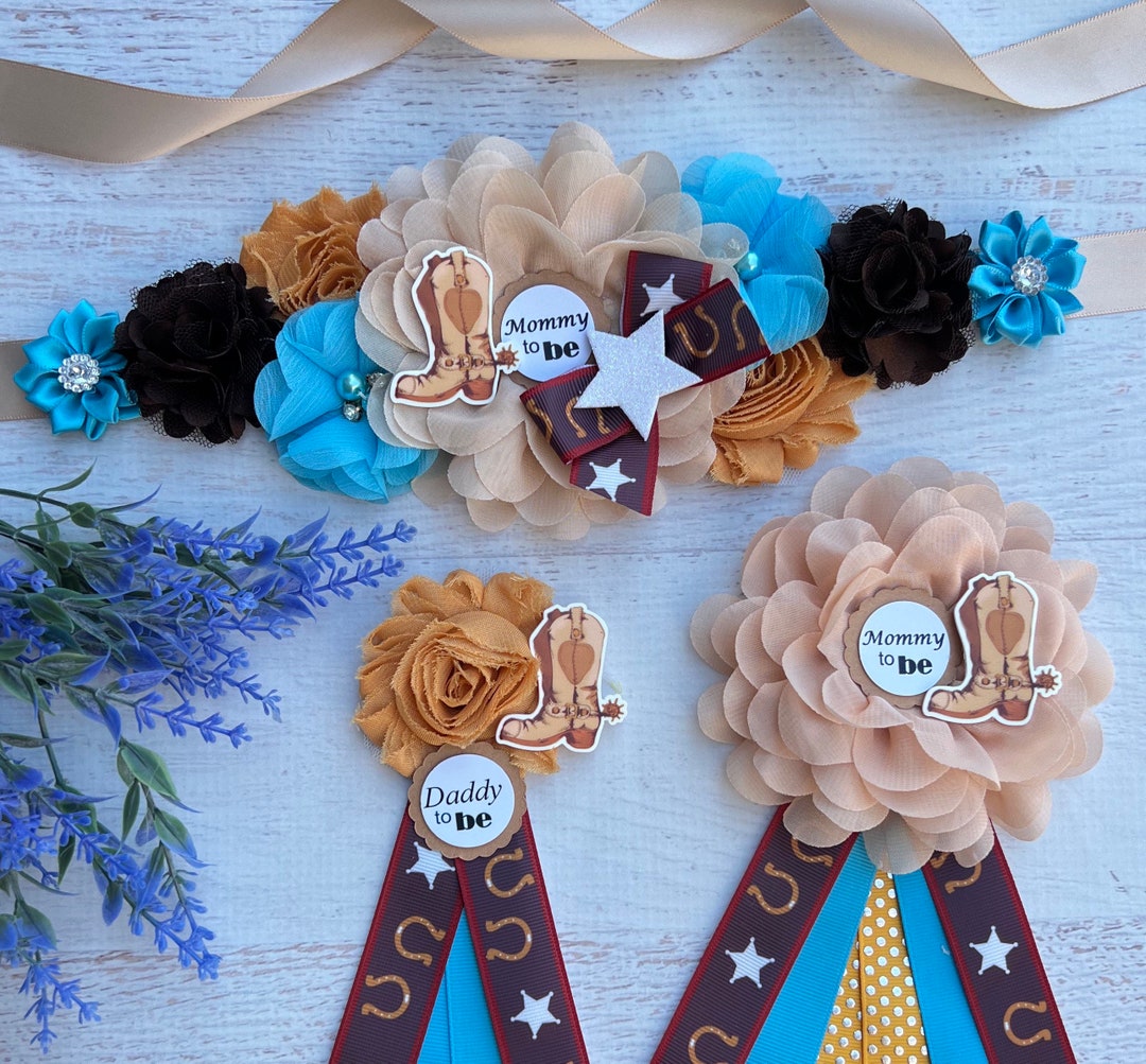 Cowboy Baby Shower Sash Boy Cowboy Maternity Sash Western Baby Shower ...