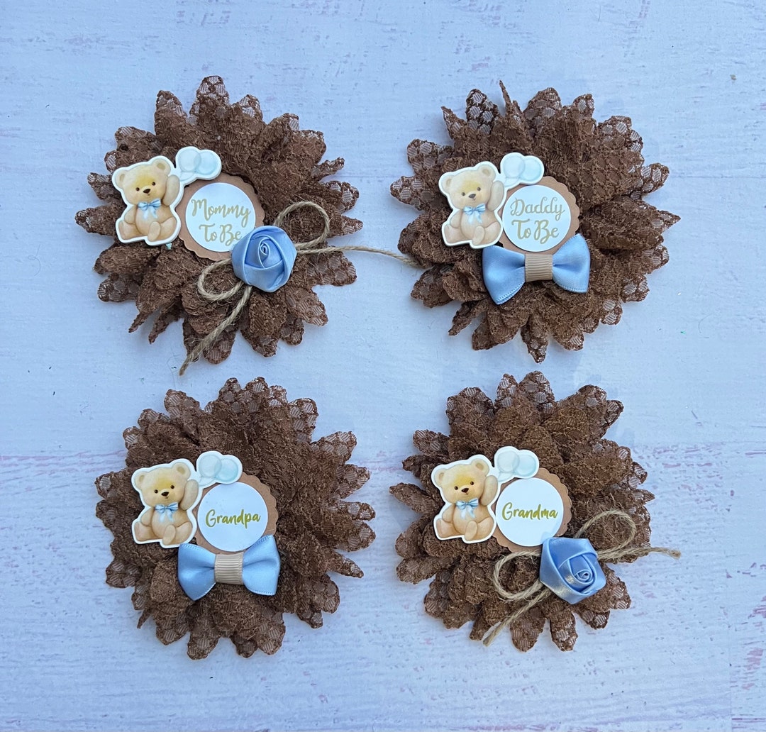 Teddy Bear Baby Shower Pin ,mommy and Daddy Pins ,teddy Bear Family ...
