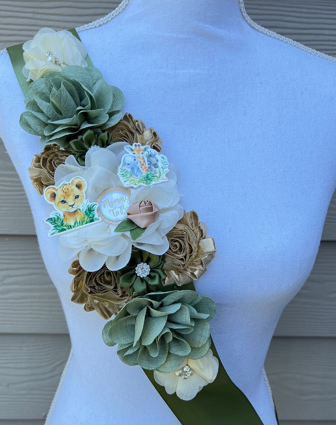 Safari Shoulder Sash Baby Shower Sash Safari Maternity Sash Pregnancy ...