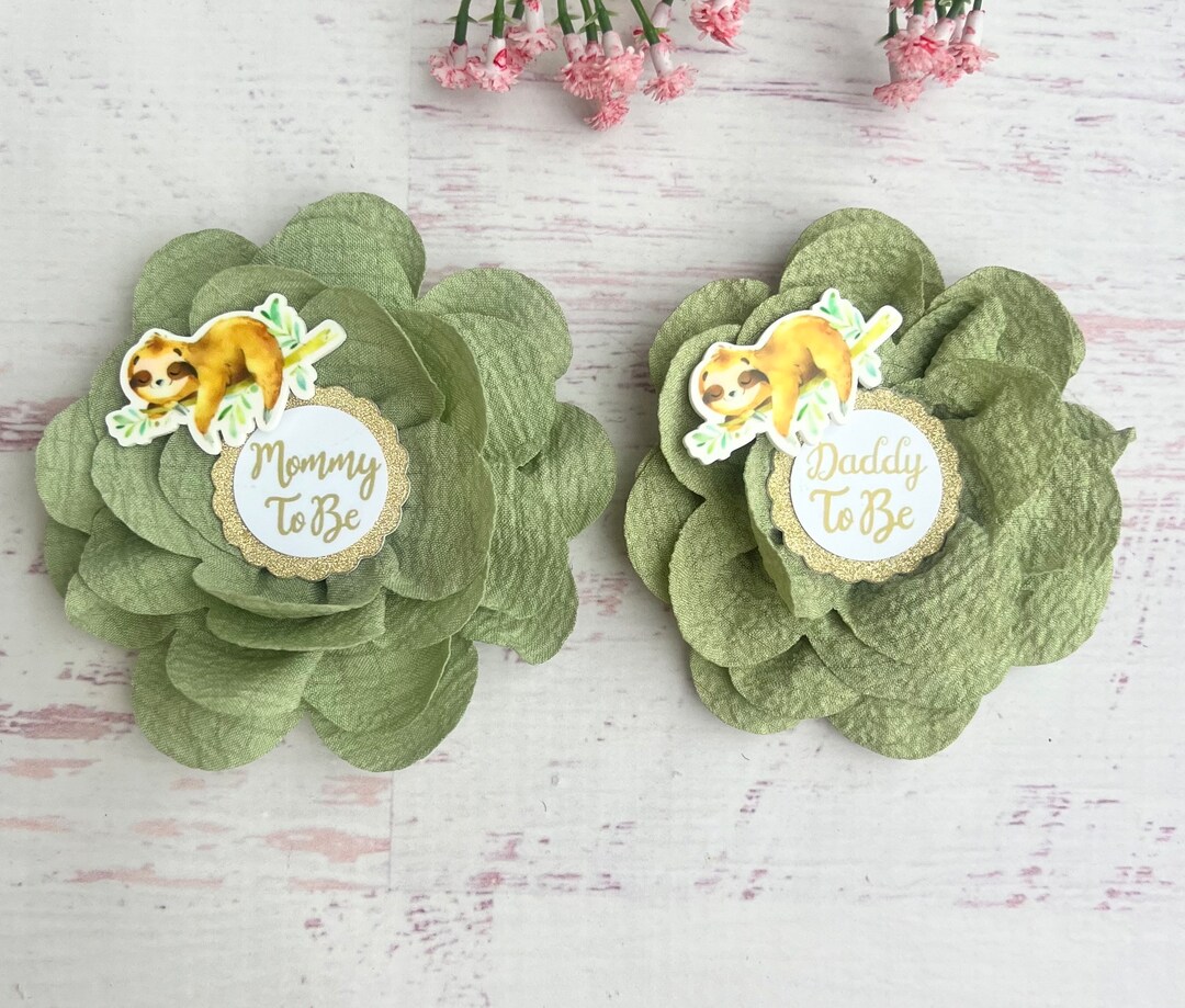 Sloth Baby Shower Pins Sloth Baby Shower Corsages Gender Neutral Baby ...