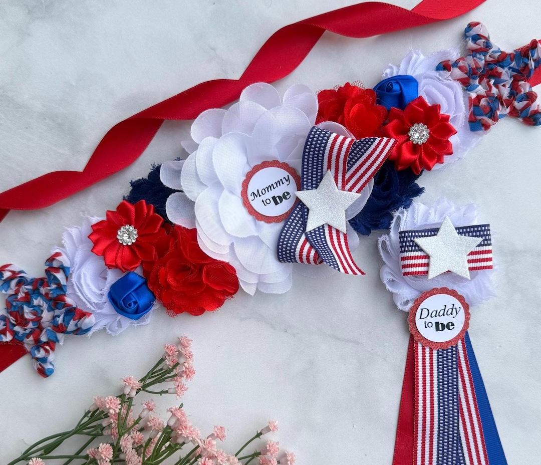 All American Maternity Sash ,4 Th of July Baby Shower Sash, Patriotic ...