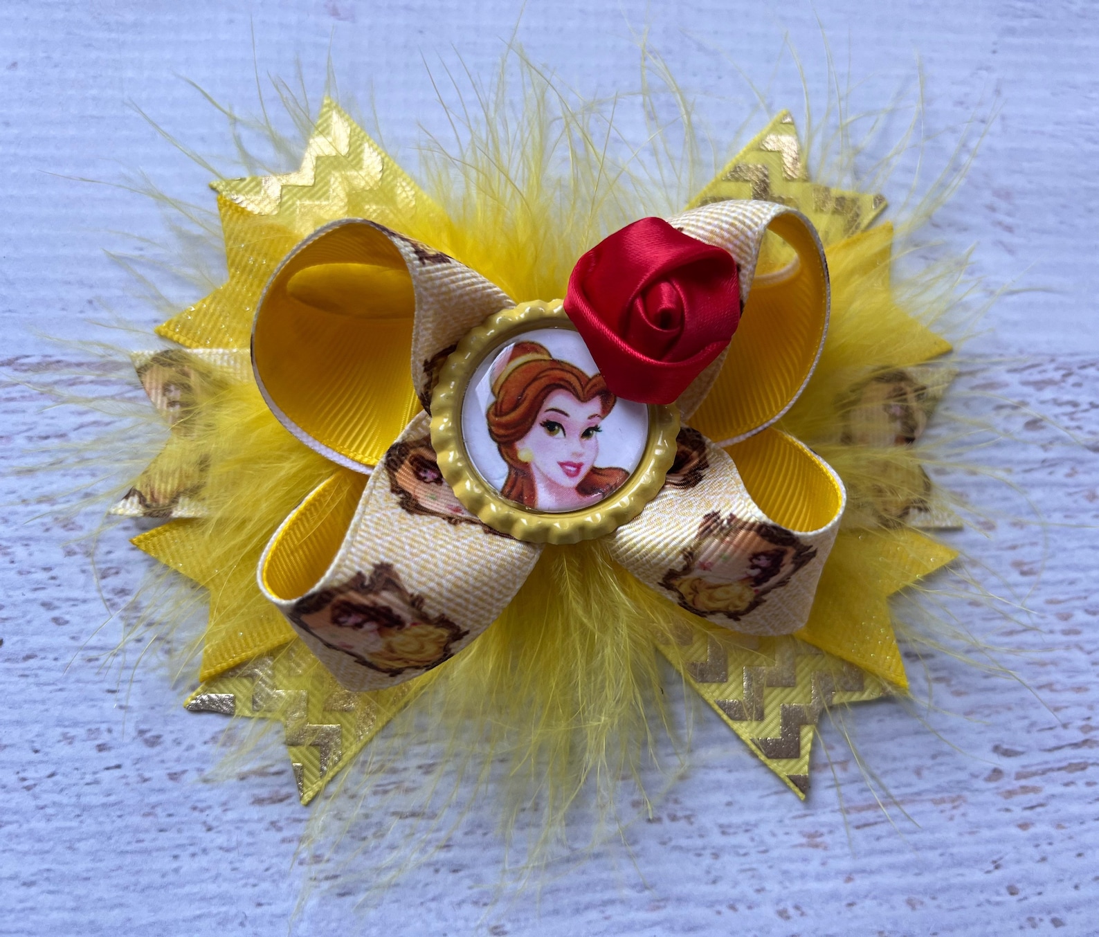 Belle Hair Bow Beauty and the Beast Hair Bow Belle Birthday - Etsy