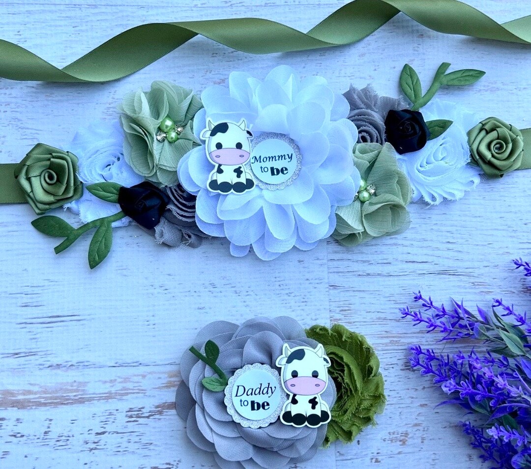 Cow Baby Shower Sash ,cow Maternity Sash , Pregnancy Sash, Gender ...