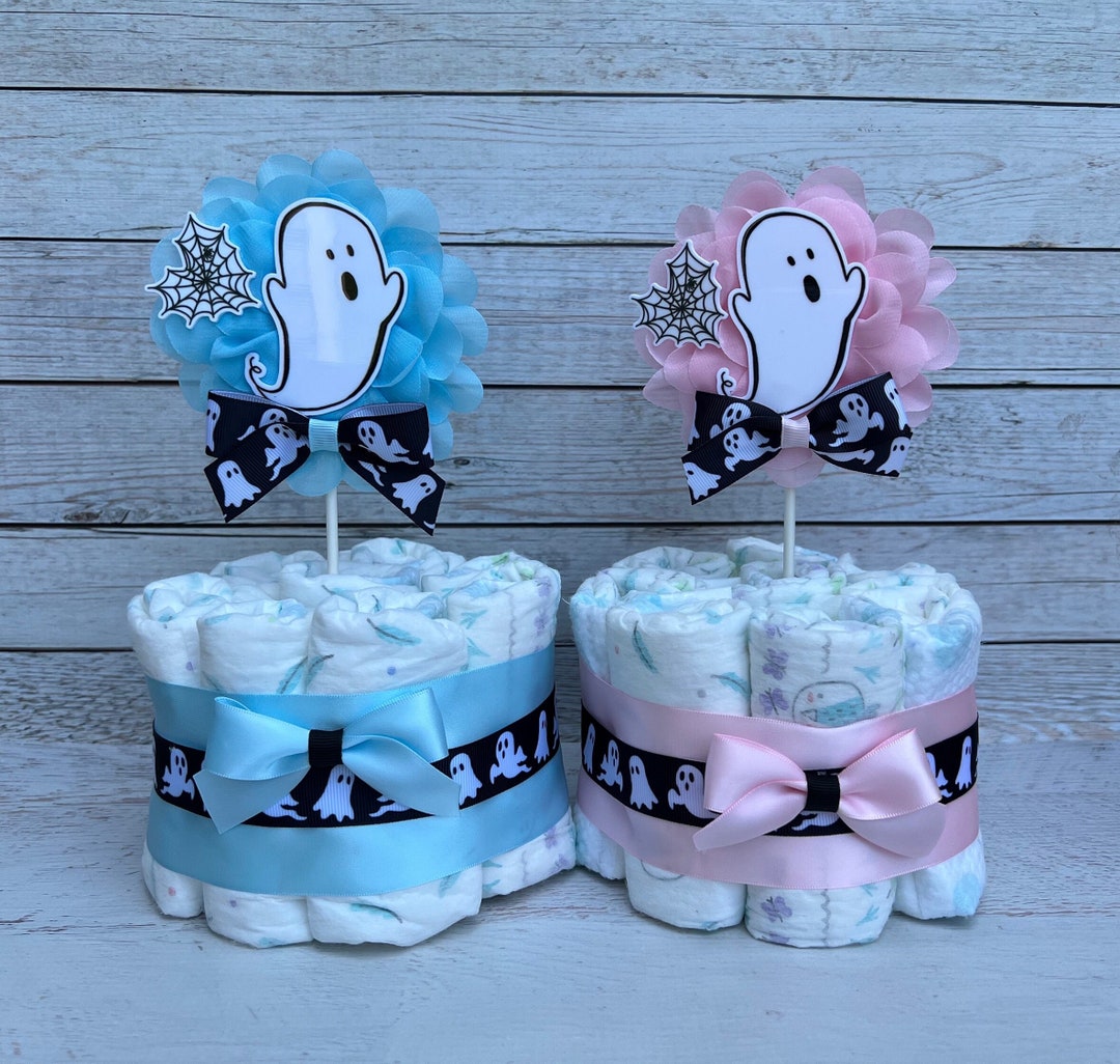 Ghost Baby Shower Diaper Cake, Halloween Mini Diaper Cake ,baby Shower ...