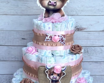 Baby Girl Diaper Shaped Cake Tier Floral Diaper Cake Girls Diaper Cake ...