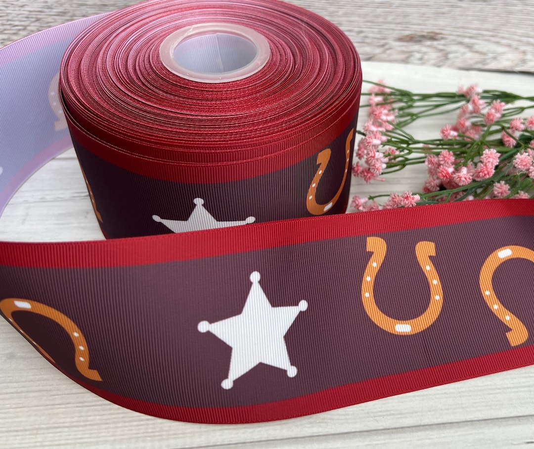 7/8” 1 1/2" 3" Cowboy Grosgrain Ribbon, Western Ribbon 3 Yards Cowboy ...