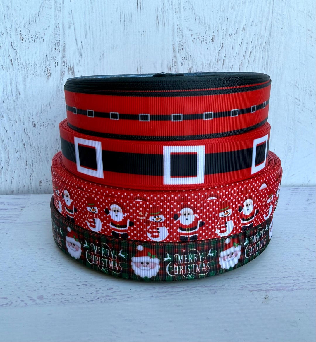 7/8” Santa Grosgrain Ribbon, 3 Yards Santa Ribbons , Holiday Grosgrain ...