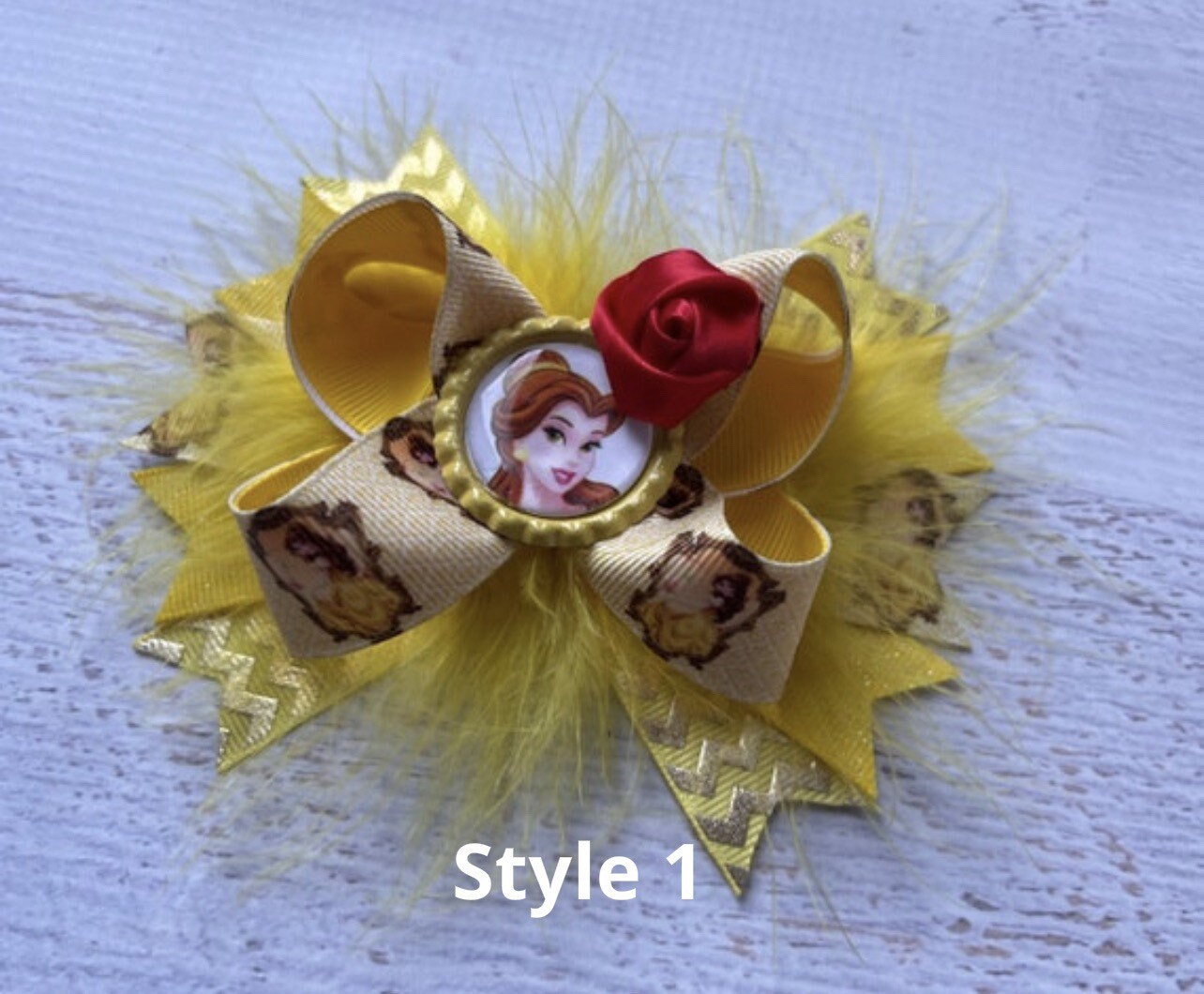Belle Hair Bow Beauty and the Beast Hair Bow Belle Birthday - Etsy