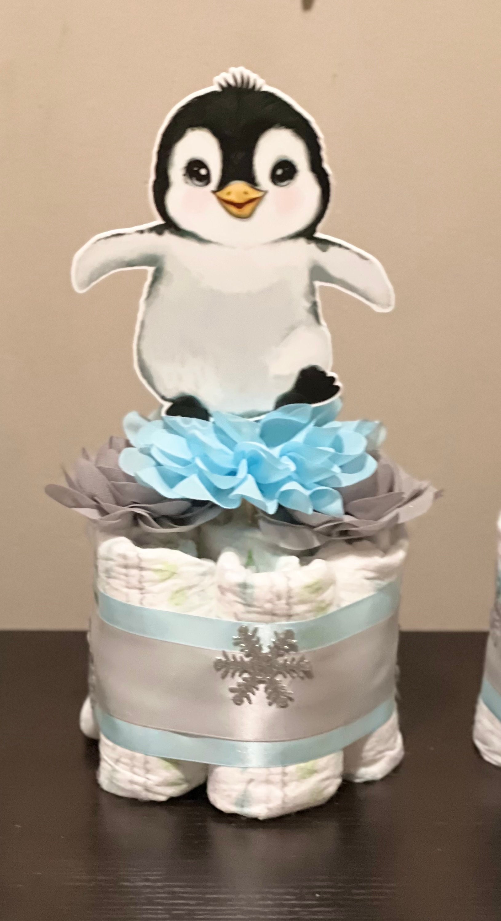 Set of 3 Penguin Baby Shower Diaper Cake Boy Winter Penguin ...