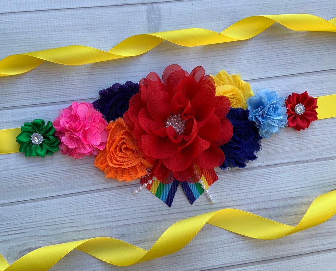 Rainbow Maternity Sash Rainbow Baby Shower Sash Rainbow Pregnancy Sash ...