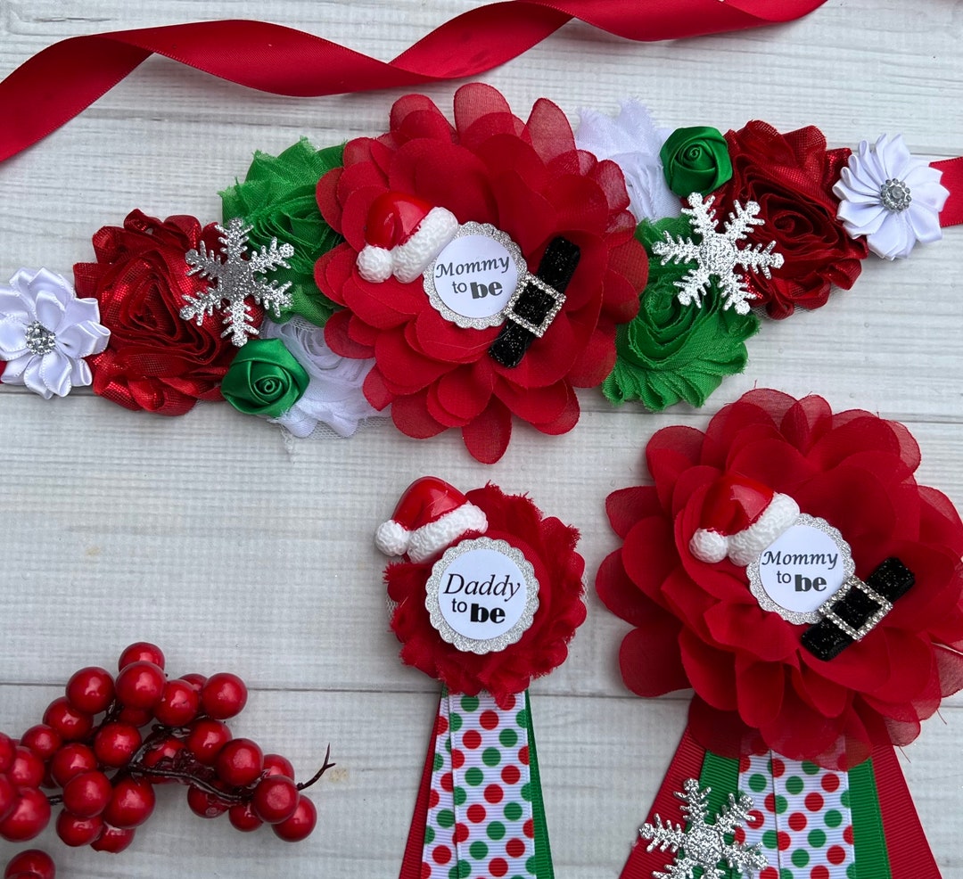 Santa Baby Shower Sash Santa Maternity Belt Santa Baby Maternity Sash ...