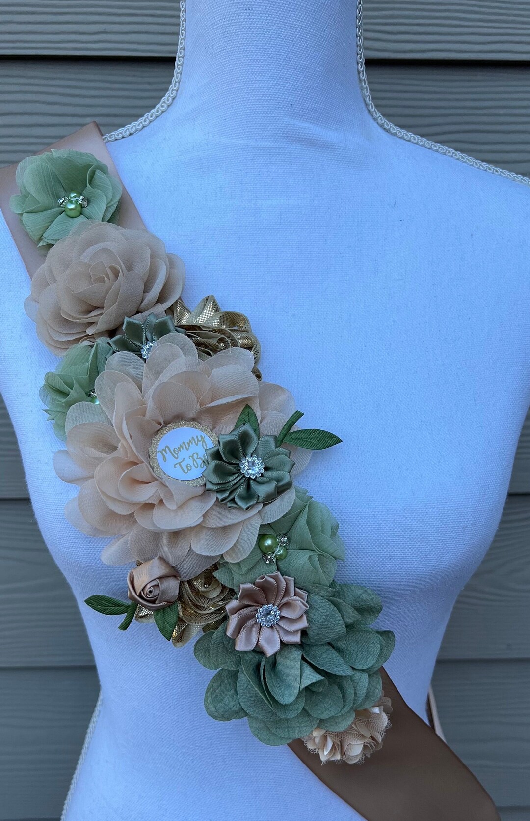 Greenery Baby Shower Shoulder Sash Boho Greenery Maternity Sash ...