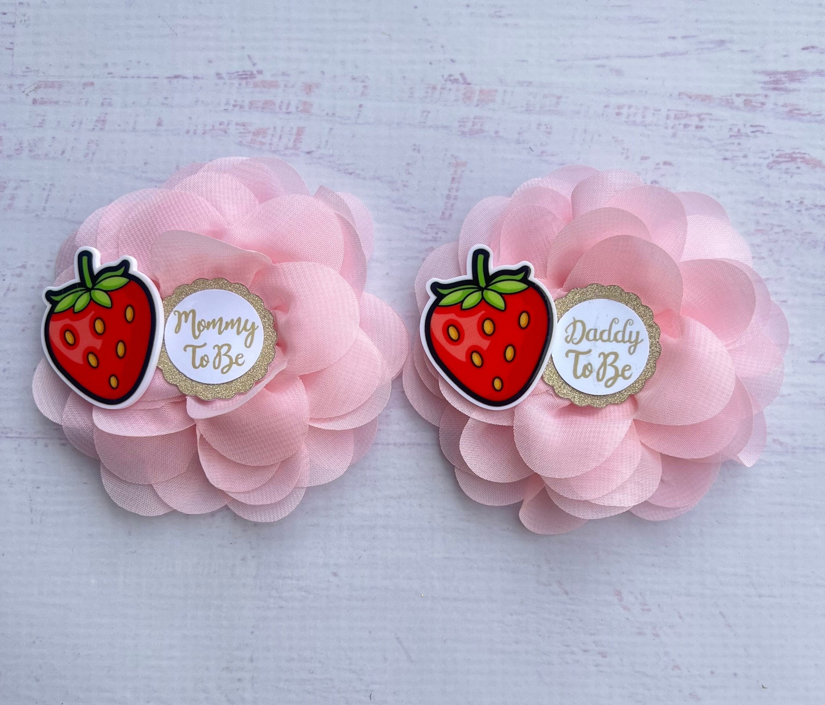 Strawberry Baby Shower Pins Strawberry Baby Shower Corsage Family Pins ...