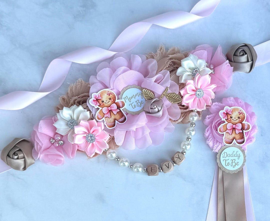 Pink / Blue Gingerbread Baby Shower Sash – Girl or Boy – Maternity ...